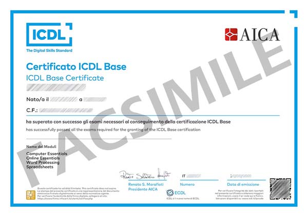 Corso ICDL FULL STANDARD online con esami ufficiali Aica
